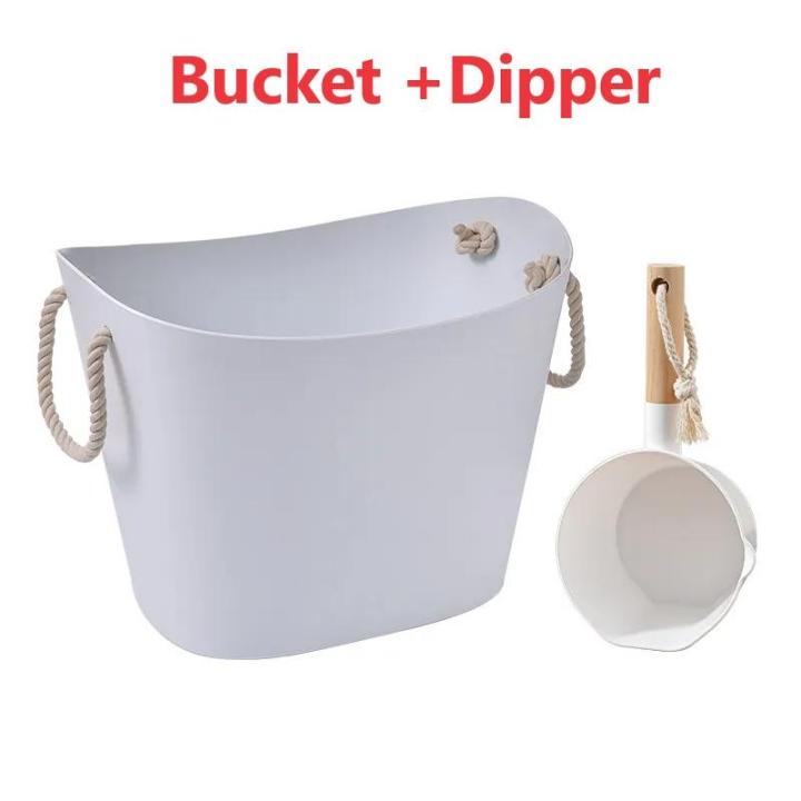 Nordic Pail Aesthetic Bucket White Tabo Water Dipper Minimalist Classy ...