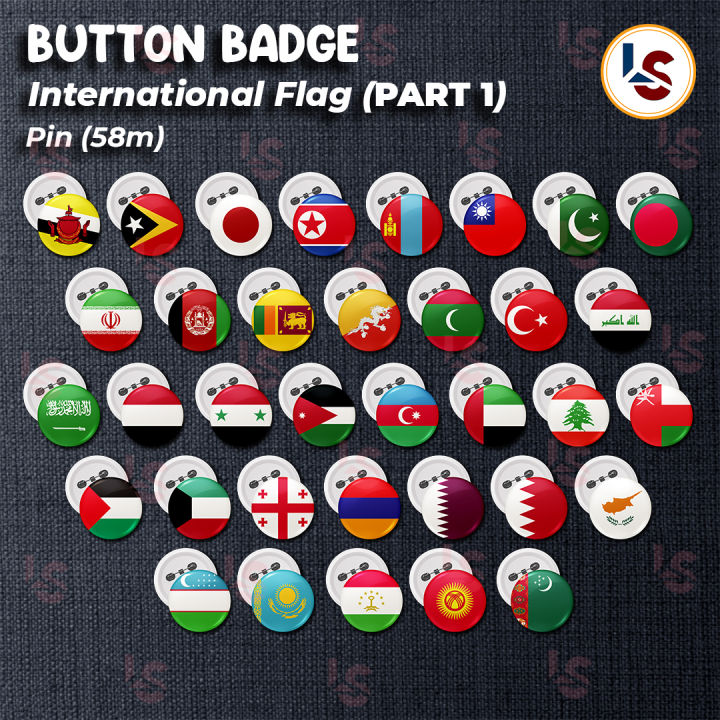 (Pin) International Country Flag (Part 1) Button Badge Bendera Negara ...