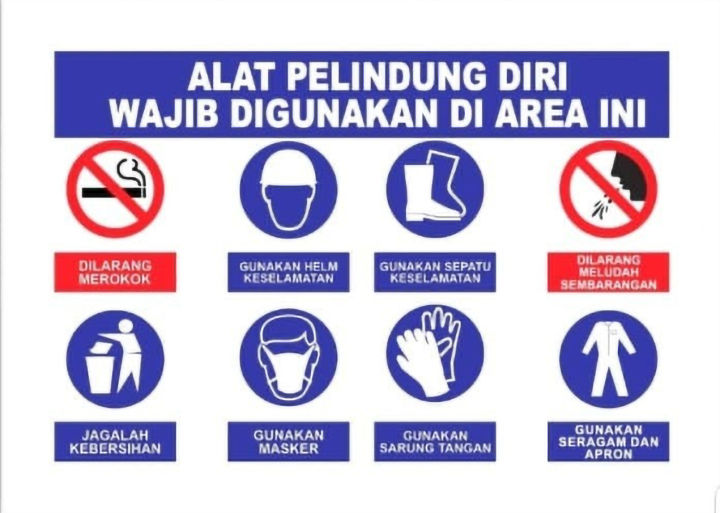 SIGN STIKER AREA WAJIB APD ALAT PELINDUNG DIRI UK 45X30CM K3 RAMBU | Lazada Indonesia