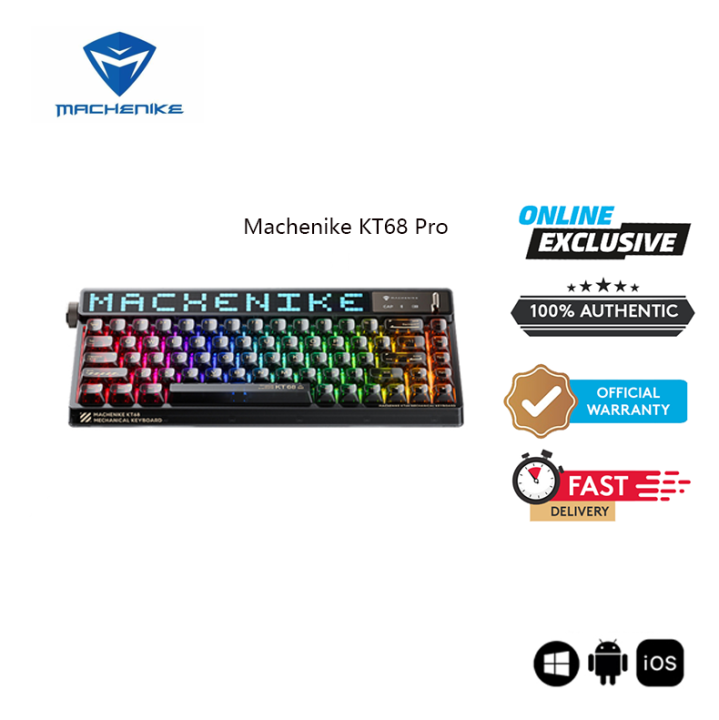 Machenike KT68 Pro Smart Screen transparent mechanical keyboard 65% Form Factor Gateron North ...