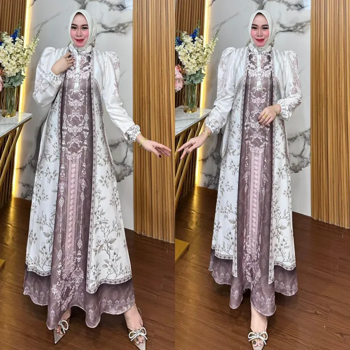 Gamis Shella Saukia Set Hijab / Gamis Armani Silk Premium / Gamis Motif ...