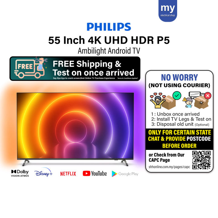 Philips 55 Inch 4K UHD HDR Ambilight Android TV 55PUT8516 | Lazada