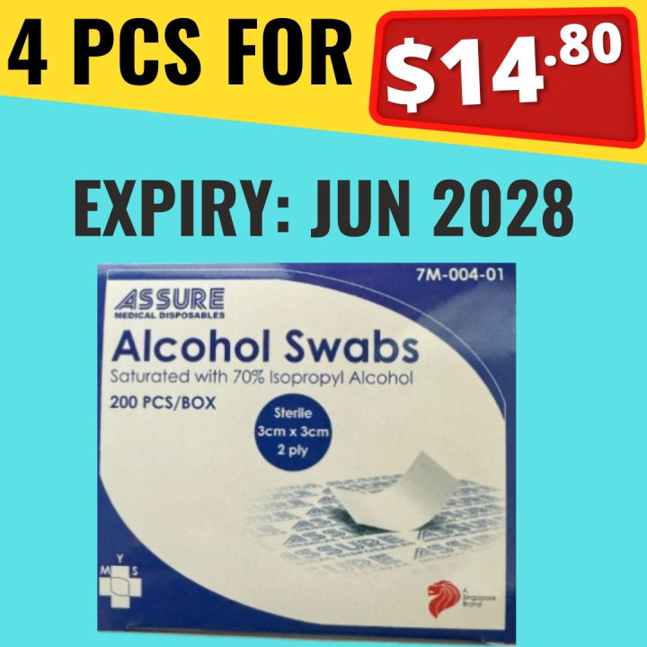 Assure Alcohol Swab Sterile 3cm x 3cm 2-ply 200 pcs Isopropyl Alcohol ...