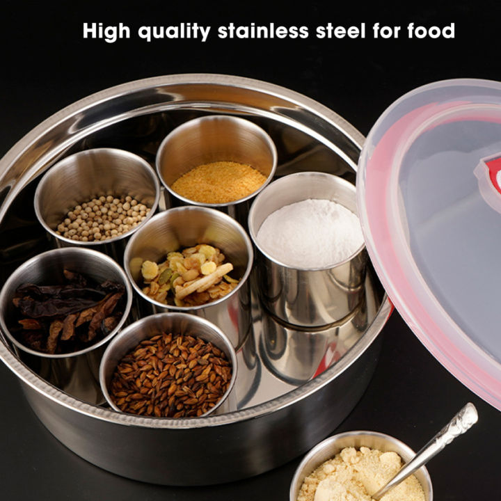 Stainless steel spice box for Masala Dabba, spice containers with 7 ...