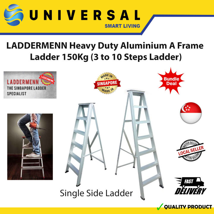 [SG SHOP SELLER] LADDERMENN Heavy Duty Aluminum A Frame Ladder 150Kg (3 ...
