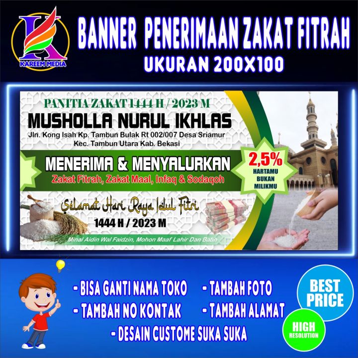 Spanduk Banner Zakat fitrah/ Banner Penerimaan Zakat / Spanduk Zakat ...