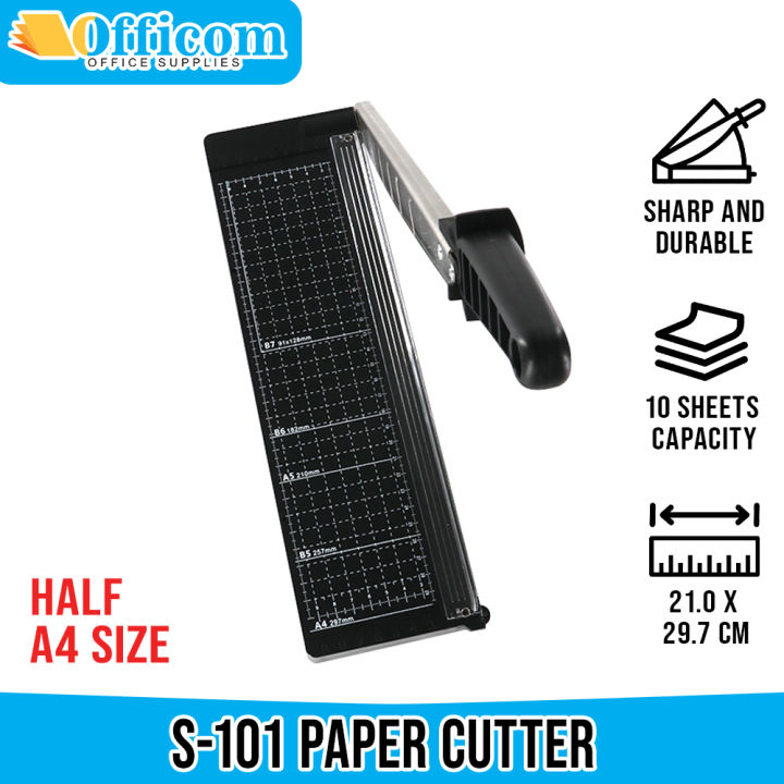 Officom Paper Cutter S-101 Half A4 Size Trimmer Guillotine Type Self ...
