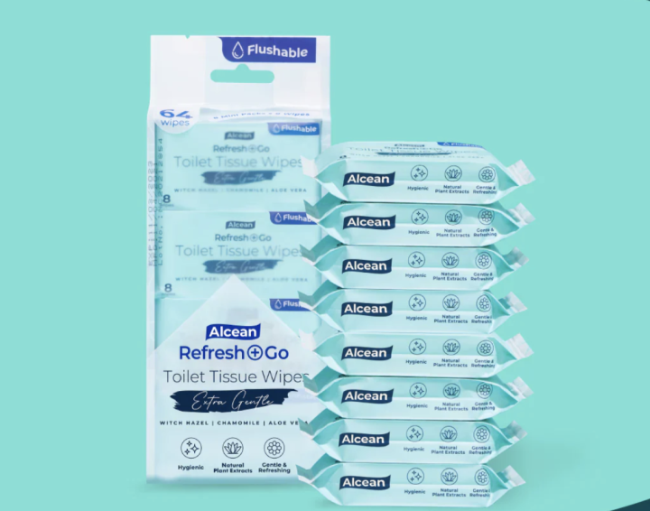 【mobileaid】【Alcean】Flushable Toilet Tissue Wipes - 8 Wipes (Bundle of 8 ...
