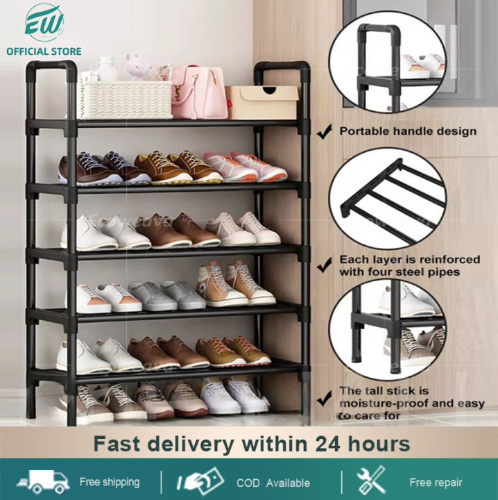 Ecoweave 5/6/7/8 Layer Shoe Rack Tier Colored Stainless Steel Stackable ...