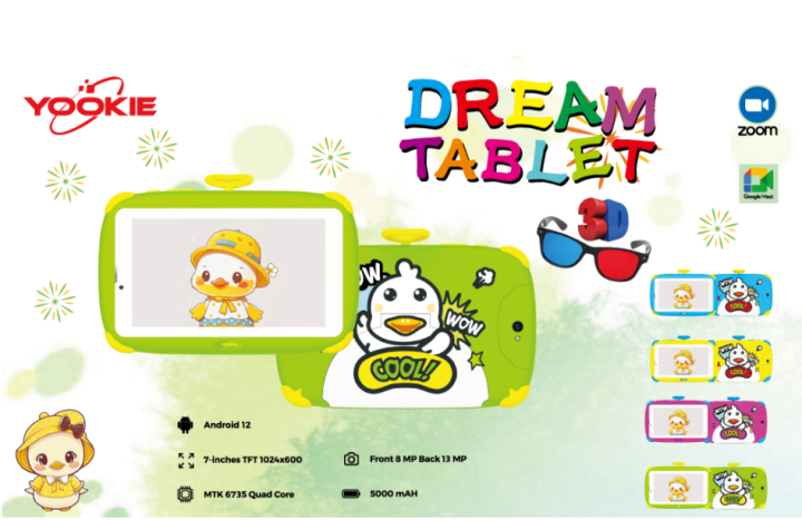 Yookie TABLET for Kids Plate Global Version Android 7 -inch 8GB 256GB ...