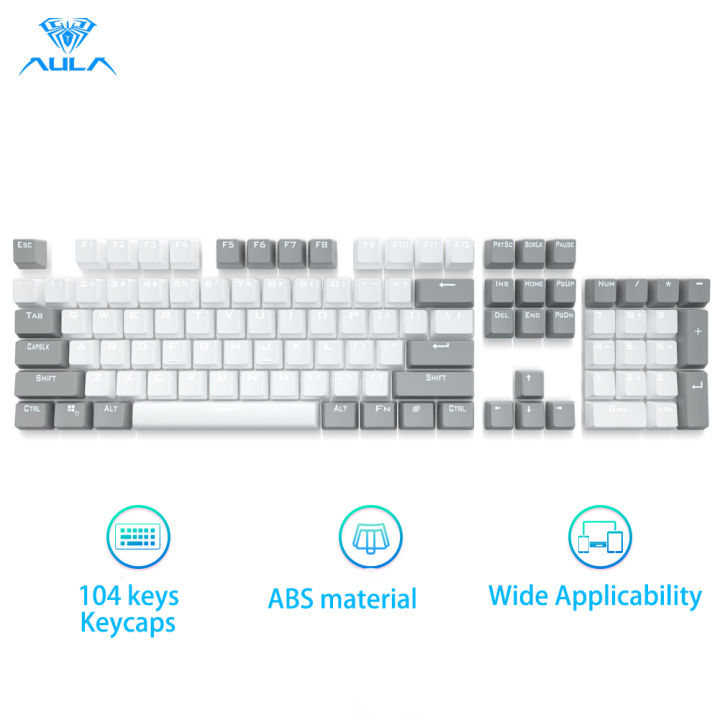 AULA 104 Keys Keycaps ABS material Detachable Light Transmission Keycap ...