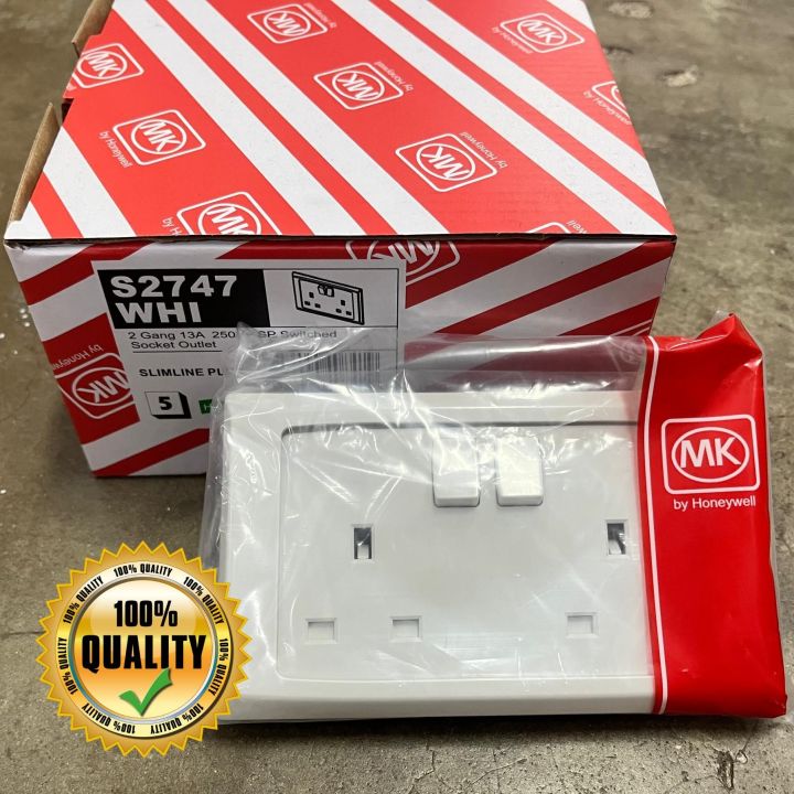 READY STOCK MK S2747 WHI 13A X 2G Switched Socket Outlet (Slimline Plus ...
