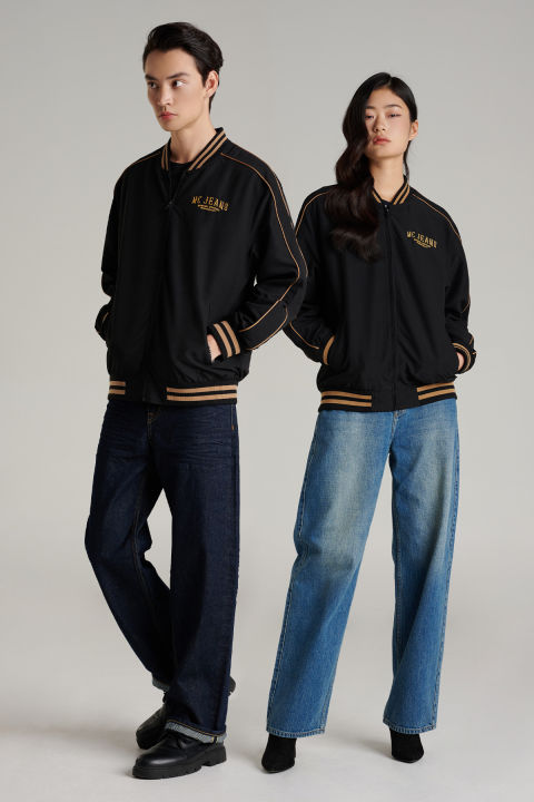 Mc jeans เสื้อแจ็คเก็ตบอมเบอร์ Unisex แขนยาว สีดำ MJCZ081 | Lazada.co.th