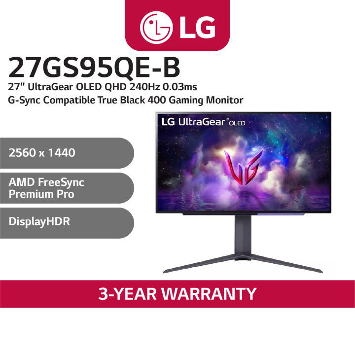 LG 27GS95QE-B 27" Ultragear OLED Gaming Monitor QHD 240Hz 0.03ms ...