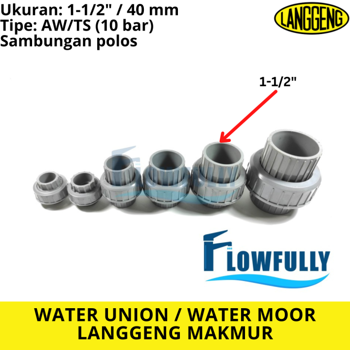 WATER MUR PVC WATER MOOR 1 1/2 INCH LANGGENG WATER UNION TS AW POLOS WATERMUR WATERMOOR | Lazada ...