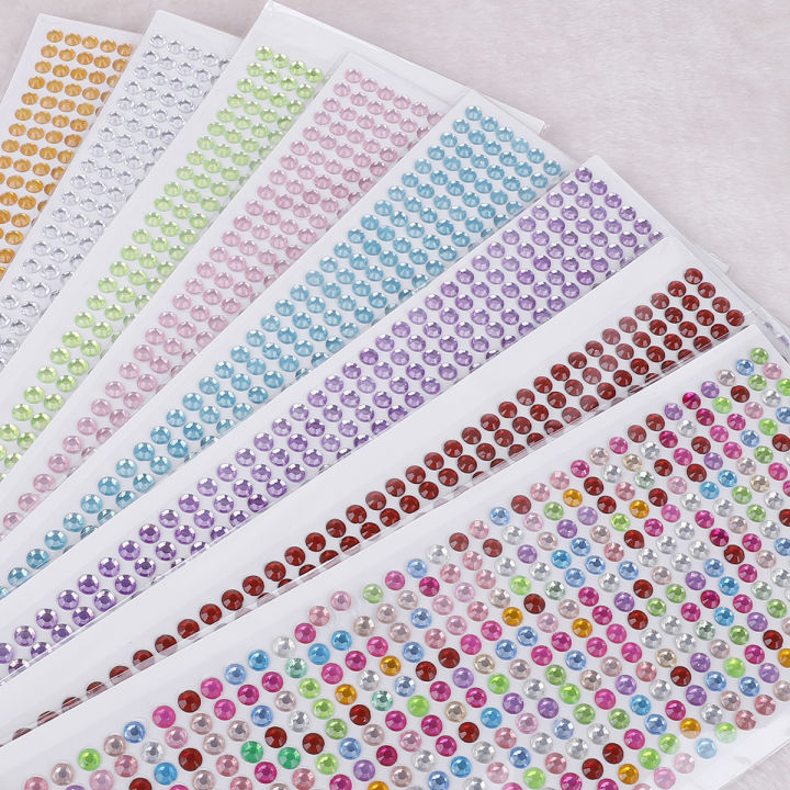 504pcs 6mm Self Adhesive Acrylic Rhinestone Sticker Strips Craft ...