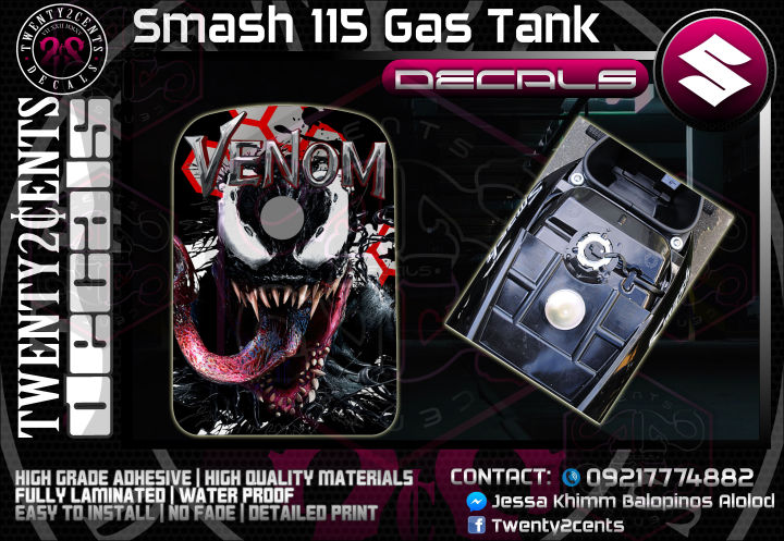 Suzuki Smash 115 High-Quality Gas tank Decal Stickers (venom) | Lazada PH