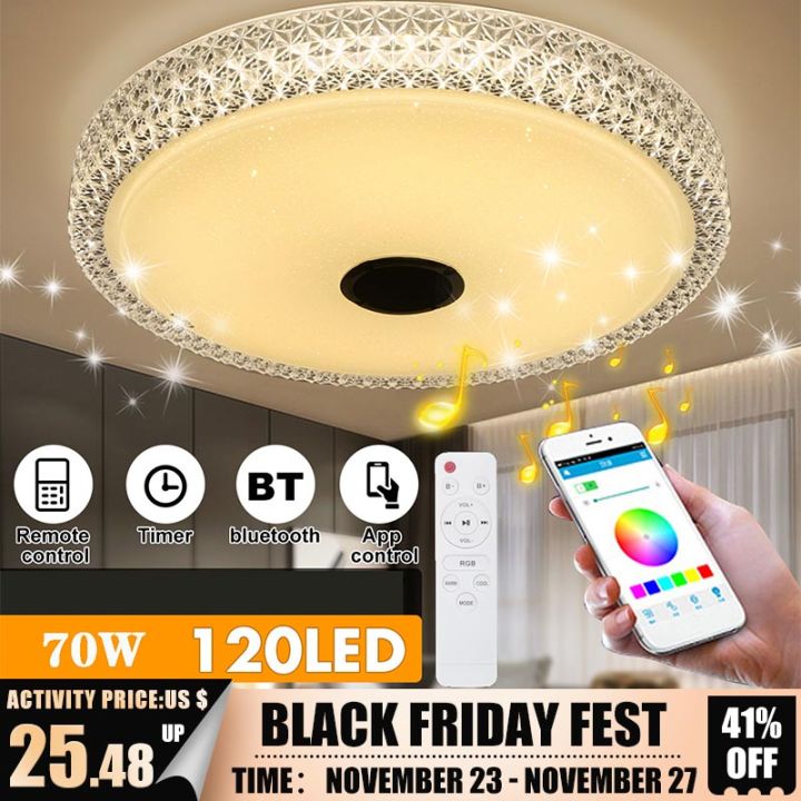 HOL Smart 36W LED Ceiling Light with Bluetooth Speaker RGBW Dimmable ...