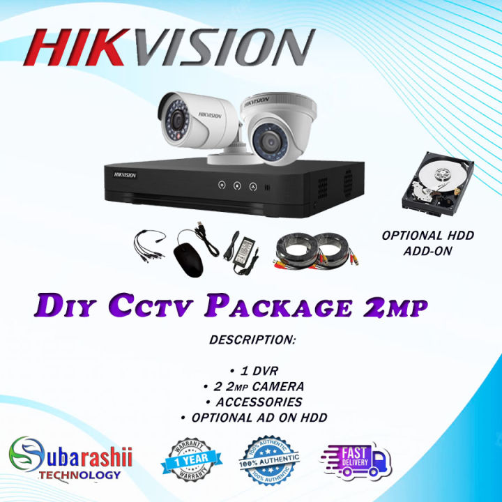 Hikvision CCTV Kit Package 2MP Available in 2 channel set, 4 channel ...