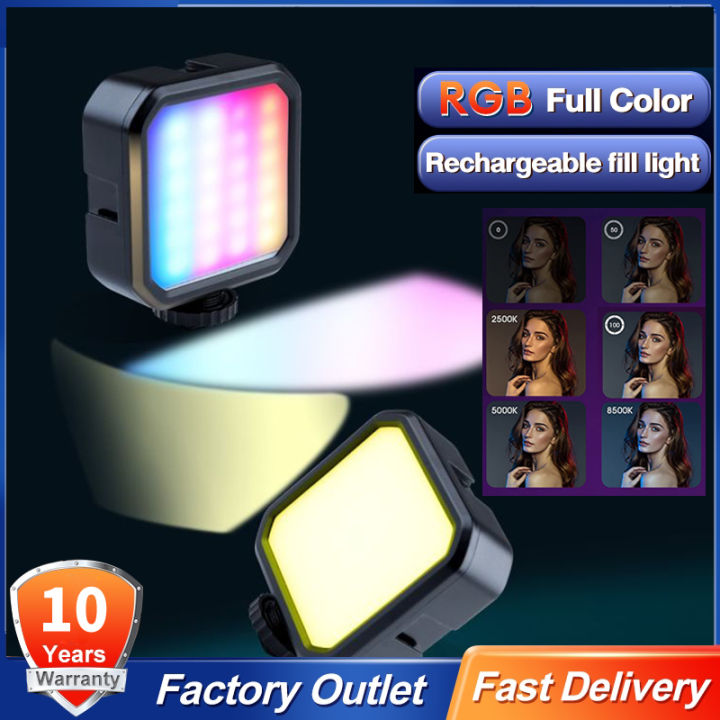 mini LED video light portable dimmable RGB rechargeable photography ...