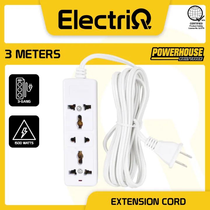 Electriq l Powerhouse 3-Gang 3 and 6 Meter Universal Outlet Electric ...