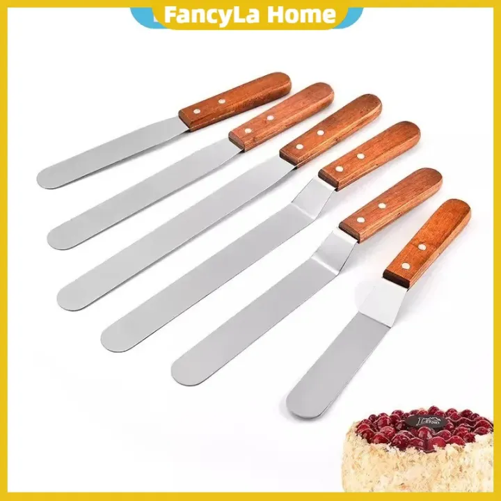 Stainless Steel Offset Cake Spatula with Wooden Handle Straight Angled ...