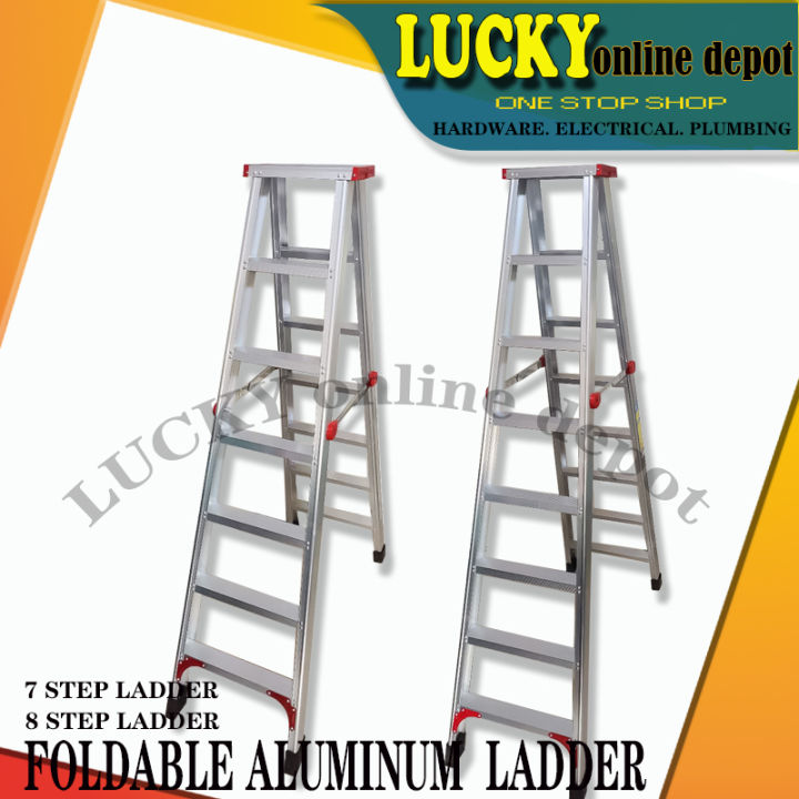 7 and 8 STEPS GOLDEN DRAGON FOLDABLE ALUMINUM LADDER ( A TYPE ) | Lazada PH