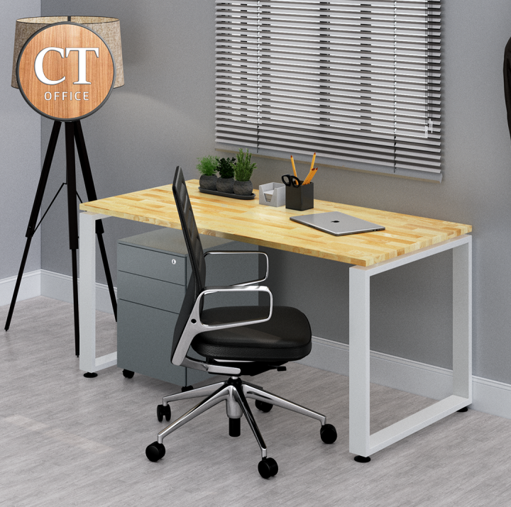 1500 X 750mm Standard Loop Metal Leg Rubber Wood Office Table / Work ...