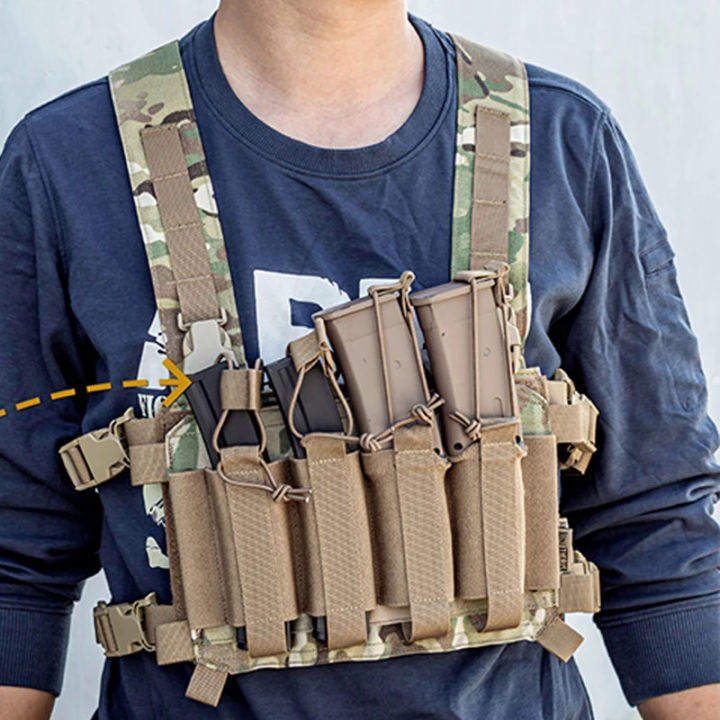 OneTignis Tactical Magazine Chest Rig Vest MOLLE Quad Magazine Louches ...
