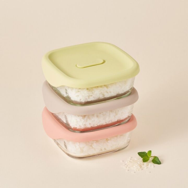 LocknLock Easy Meal Lite 410ml (2P) 320ml (3P) Heat-Resistant Glass Rice Container Food Storage ...