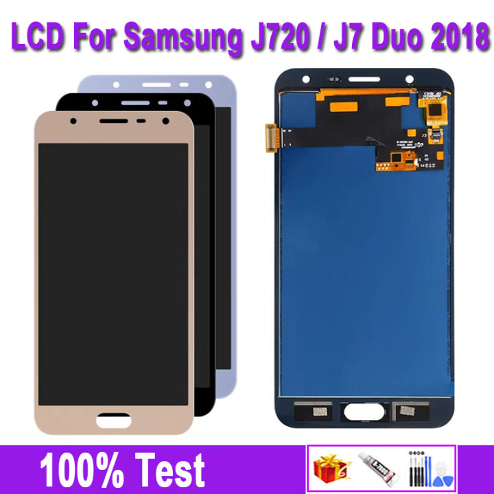 J720จอ Lcd OLED สำหรับ Samsung Galaxy J7 Duo 2018จอแสดงผล LCD J720 ...