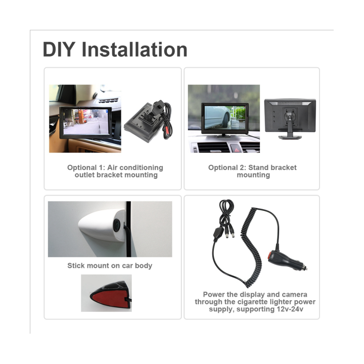 Car AHD 5 Inch Digital Side View Monitor Mirror System with 2 720P HD ...