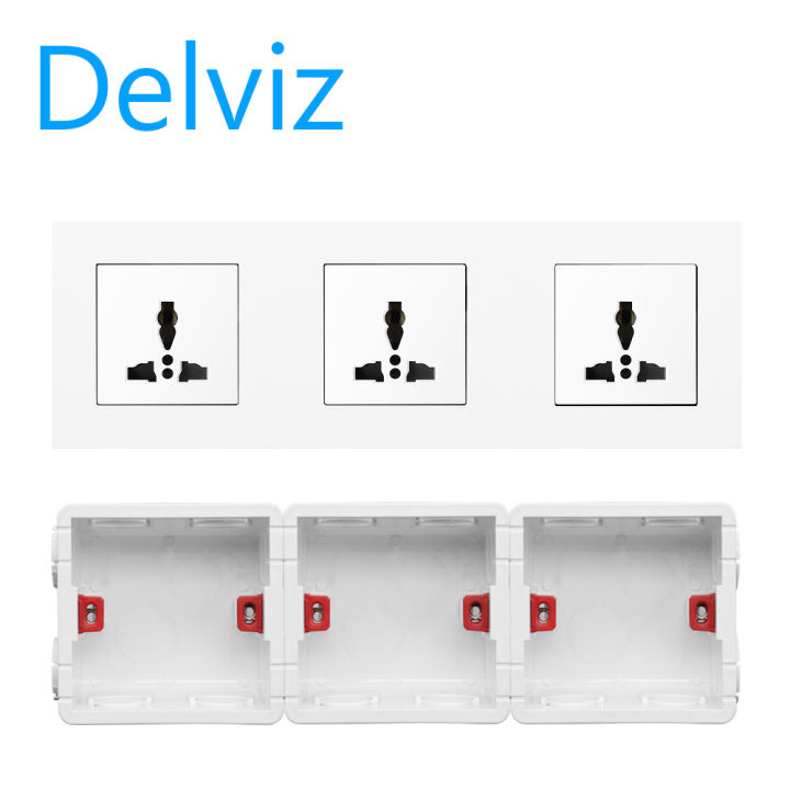 DELVIZ Three connected 3 hole wall socket. 16A power switch socket ...