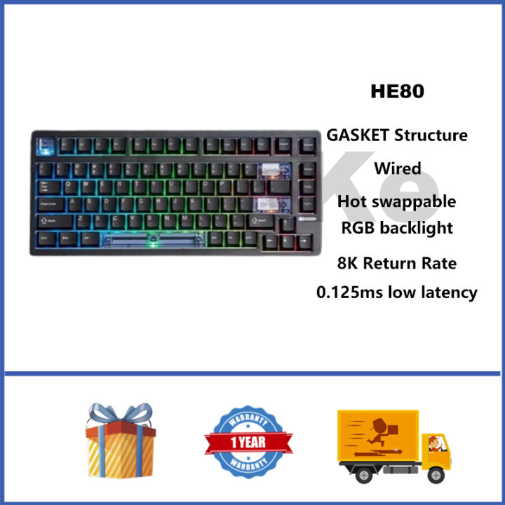 EPOMAKER HE80คีย์บอร์ดแบบมีสายแม่เหล็กสำหรับกีฬาอิเล็กทรอนิกส์75% ปะเก็น RGB แบบเปลี่ยนได้ร้อน ...