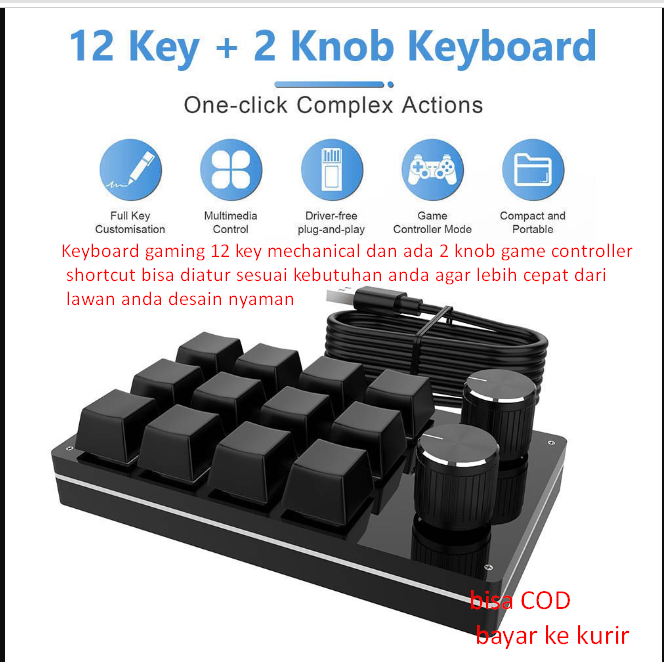 Keyboard gaming 12 key mechanical dan ada 2 knob game controller ...