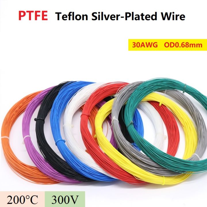 2Meter 30AWG PTFE Teflon Silver Plated Wire Oxyten-Free Copper Cable High Temperature Resistant ...