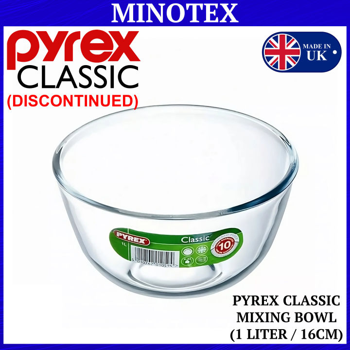Pyrex Classic 1L Borosilicate Glass Mixing Bowl – Thermal Shock ...