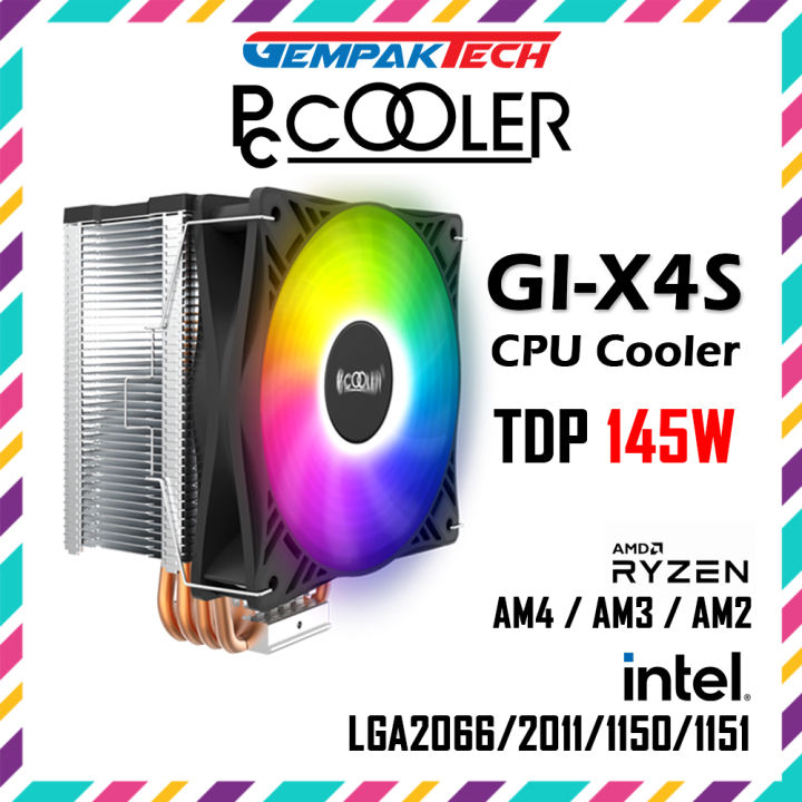 PCCOOLER GI-X4S CPU Cooler (Static RGB) - TDP 145W PC Cooler Heatsink ...