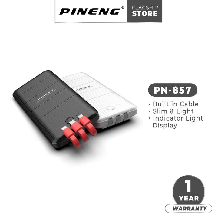 Pineng PN-857 Powerbank with 3 Built-In Cable Type C Micro USB ...