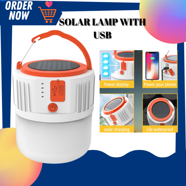 ORIGINAL Solar Emergency Charging Lamp with Power Bank Function, Energy Saving Rechargeable USB ...