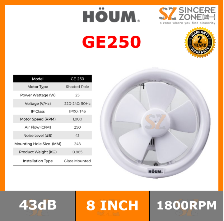 Houm GE150 6inch / GE250 8inch GE Series Glass Mounted Ventilation Fan ...