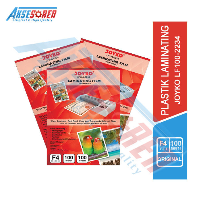 Aksesoren Laminating Joyko [LF100-2234] F4 / Plastik Laminating Paper ...
