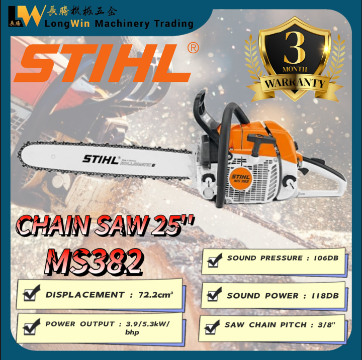STIHL MS382 25" Chain Saw Gasoline Design 100% Original Mesin Potong ...