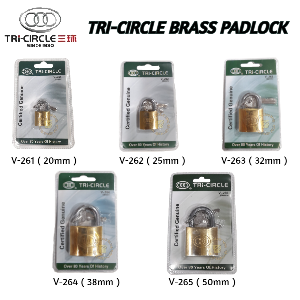 Tri-circle Brass Padlock [ V-261 - V-265 ] | Lazada