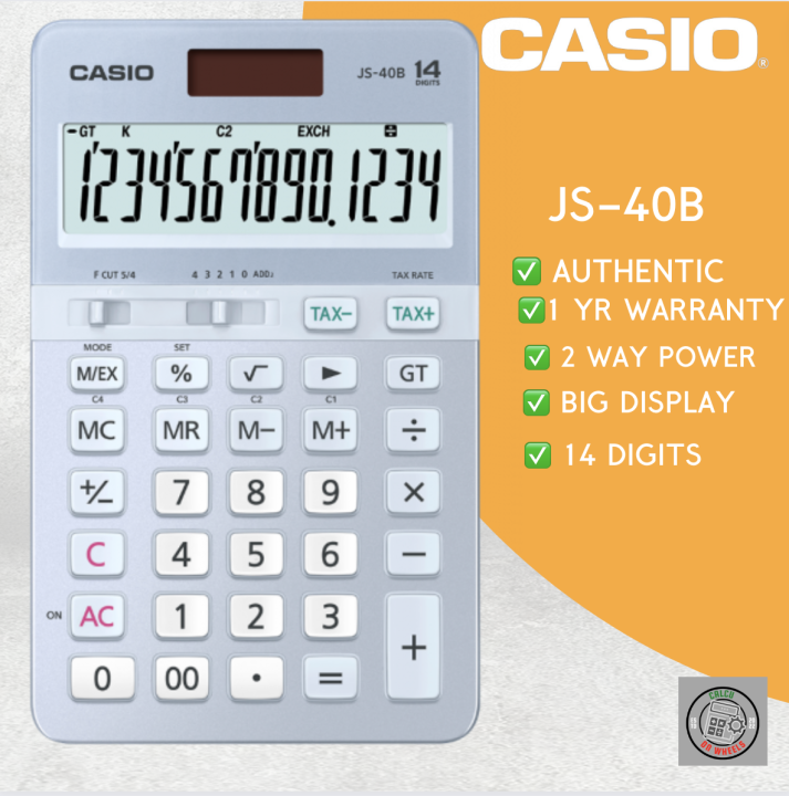 Casio JS40B HEAVY DUTY desktop calculator BLUE 14 digits with 1 year ...
