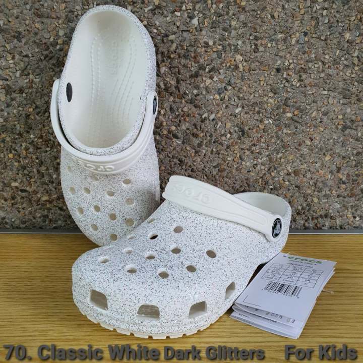 Onhand 100% Authentic Crocs 70. Classic White Dark Glitters Clog For Kids | Lazada PH