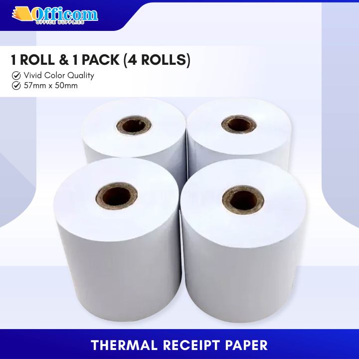 Officom Thermal Receipt Paper 57mm x 50mm for POS Cash Register Paper ...