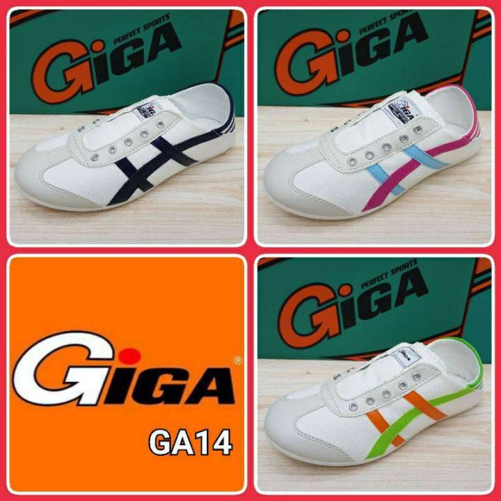 GIGA GA14 รองเท้าผ้าใบ ไซส์ 36-41 สีกรม สีชมพู สีเขียว | Lazada.co.th