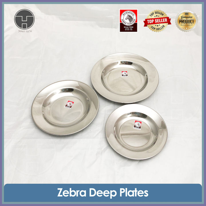 Zebra SUS304 Stainless Steel Deep Plate 7'' / 8'' / 9'' 斑马盘，碟子, 饭碟 | Lazada