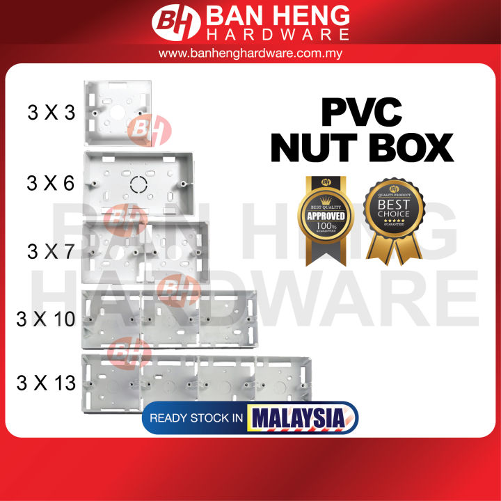 PVC NUT BOX SURFACE TYPE 3x3/3x6/3x7/3x10/3x13 (ELECTRICAL BOX, WHITE ...